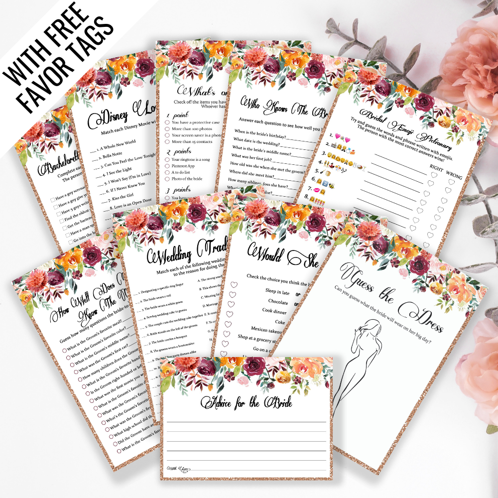 32 Printable Bridal Shower Games Bundle Green In May